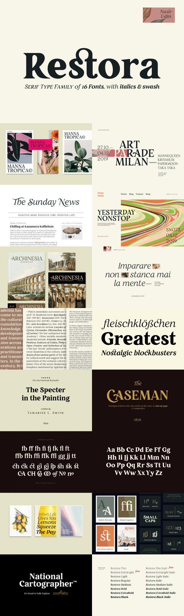 Restora – Fonte serifada em estilo antigo Grátis - Criativo.Design