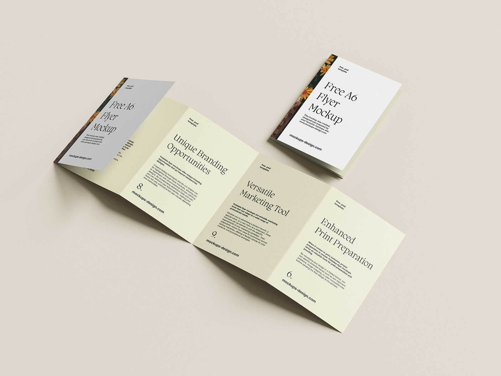 Mockups de folder com 4 dobras grátis - Criativo.Design